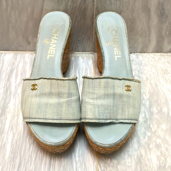 Shoes | Chanel Raffia Wedge | Poshmark